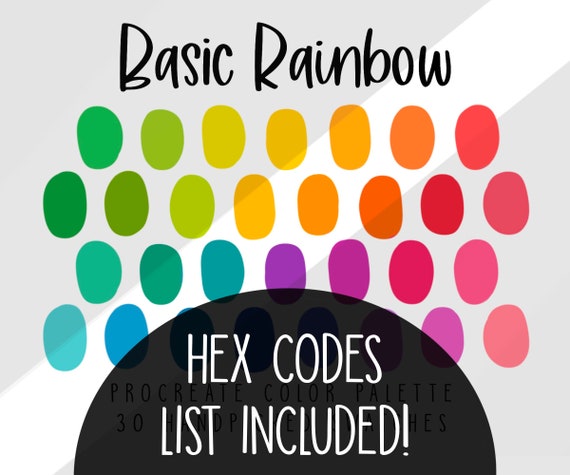 Basic Rainbow Color Palette Color Swatches Hex Codes | Etsy