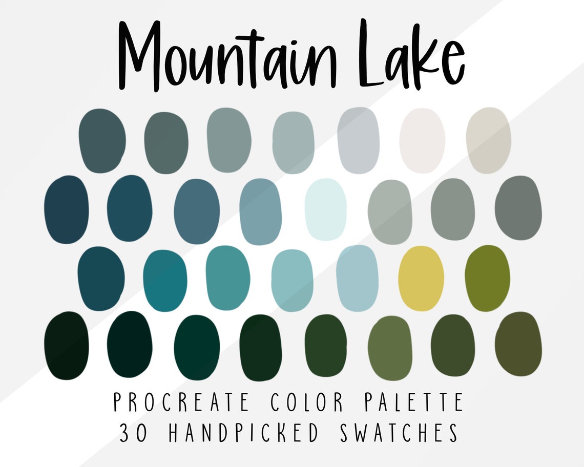 Mountain Lake Landscape Color Palette Cool Procreate Color - Etsy