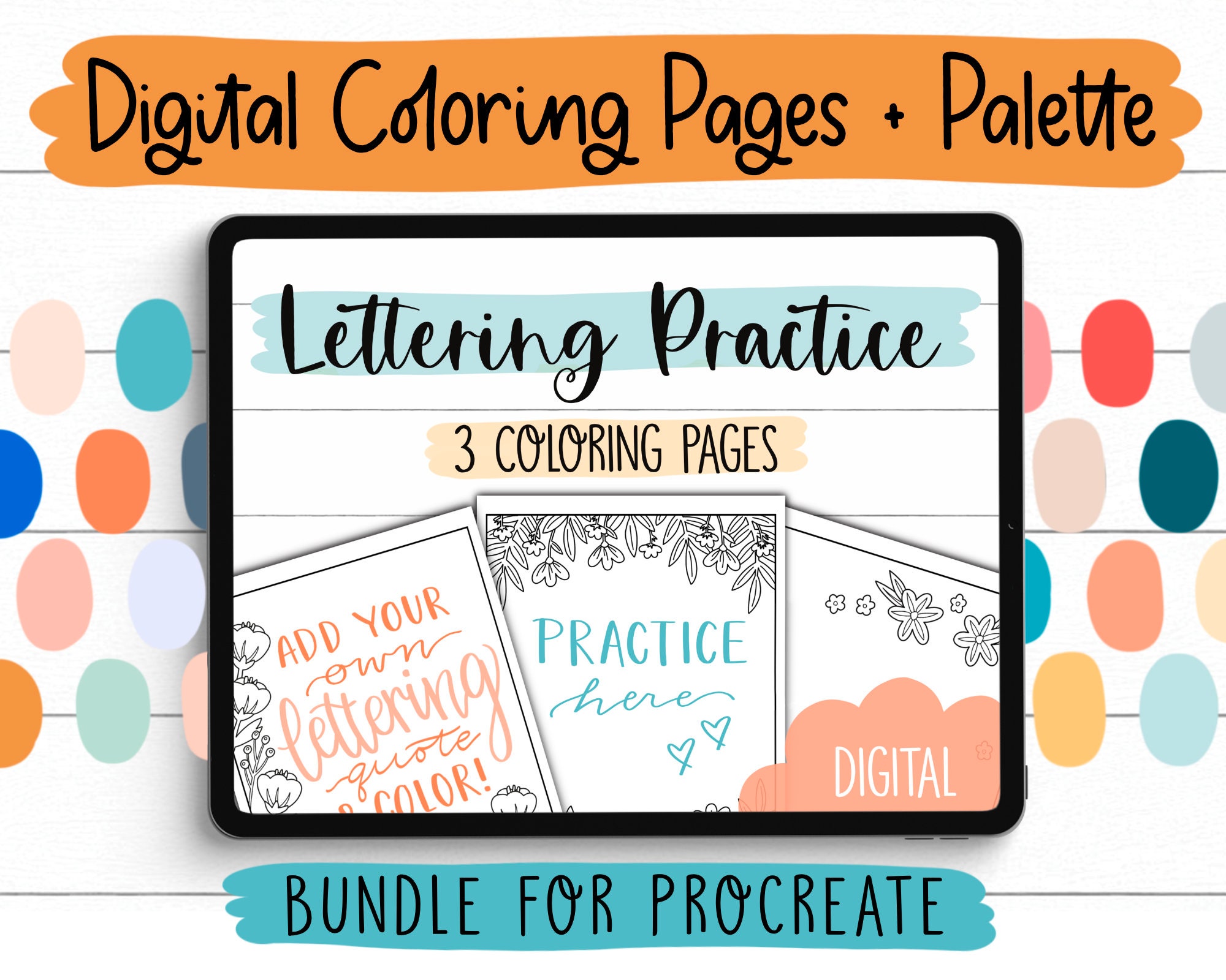 Lettering Practice Sheet Procreate Coloring Pages Procreate | Etsy