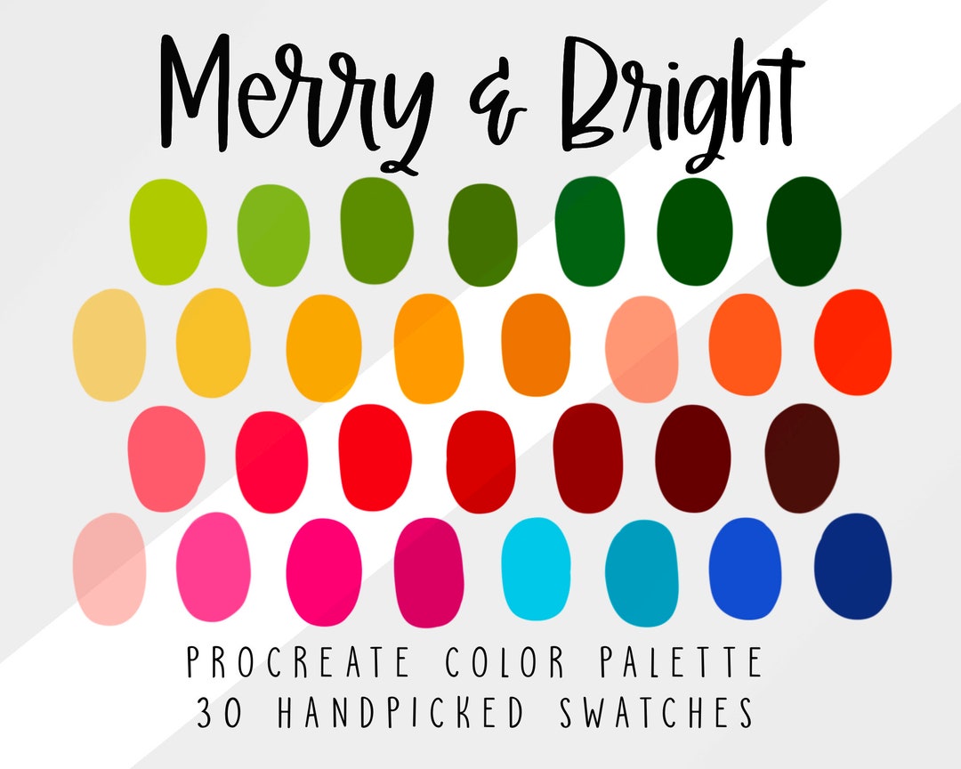 Merry & Bright, Winter Procreate Color Palette, Christmas Themed Color ...