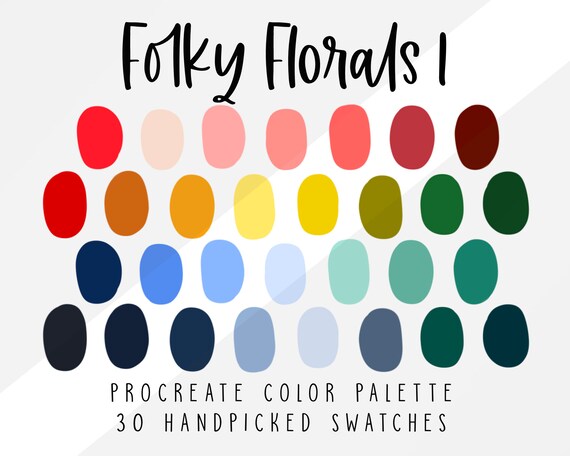 Folky Florals Procreate Color Palette Color Swatches | Etsy