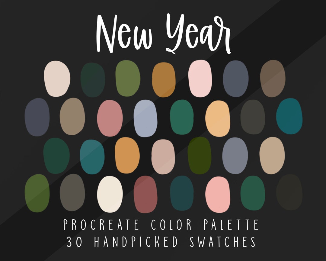 New Year, Winter Procreate Color Palette, Holiday Themed Color Swatches ...