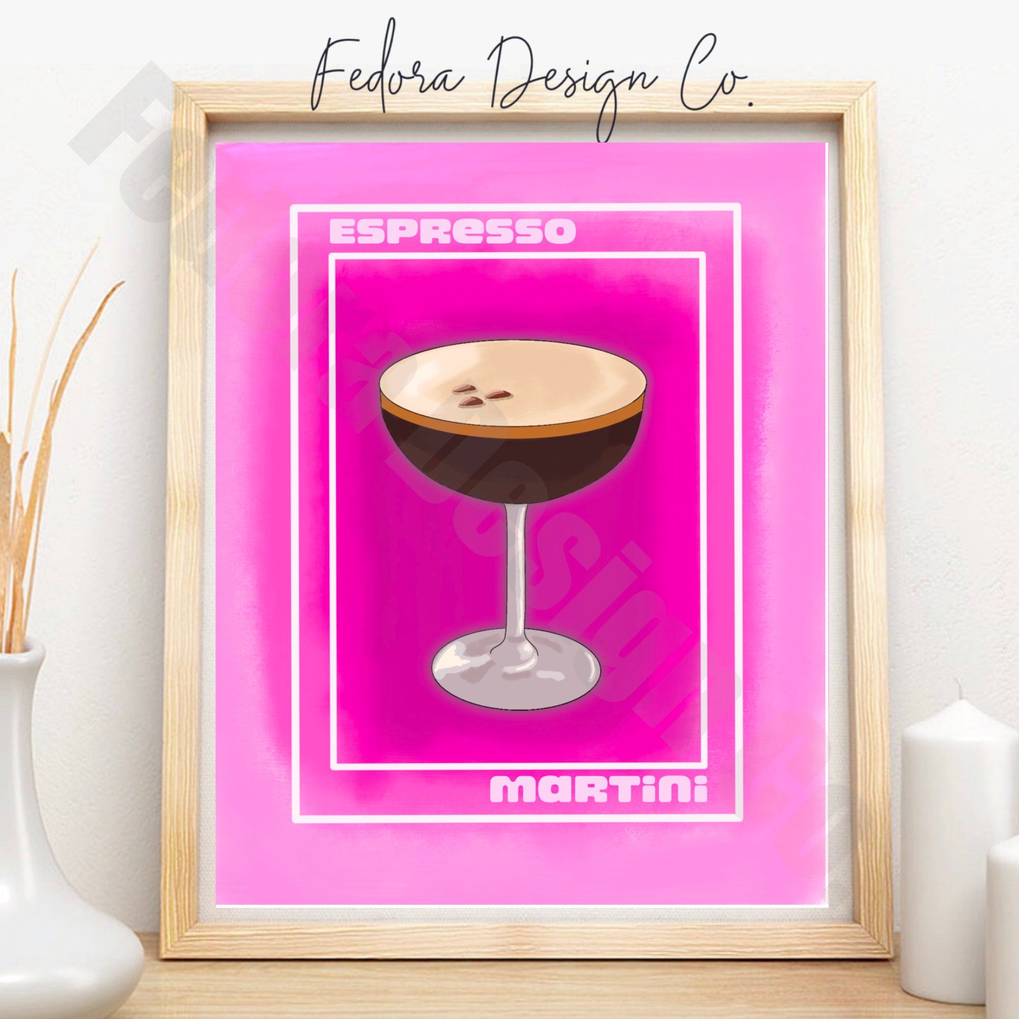 Espresso Martini Pink Digital Download Printable Artwork, Cocktail ...