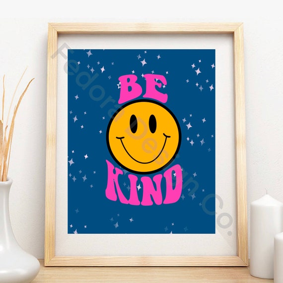 Be Kind Smiley Face Printable Wall Art Digital Download | Etsy