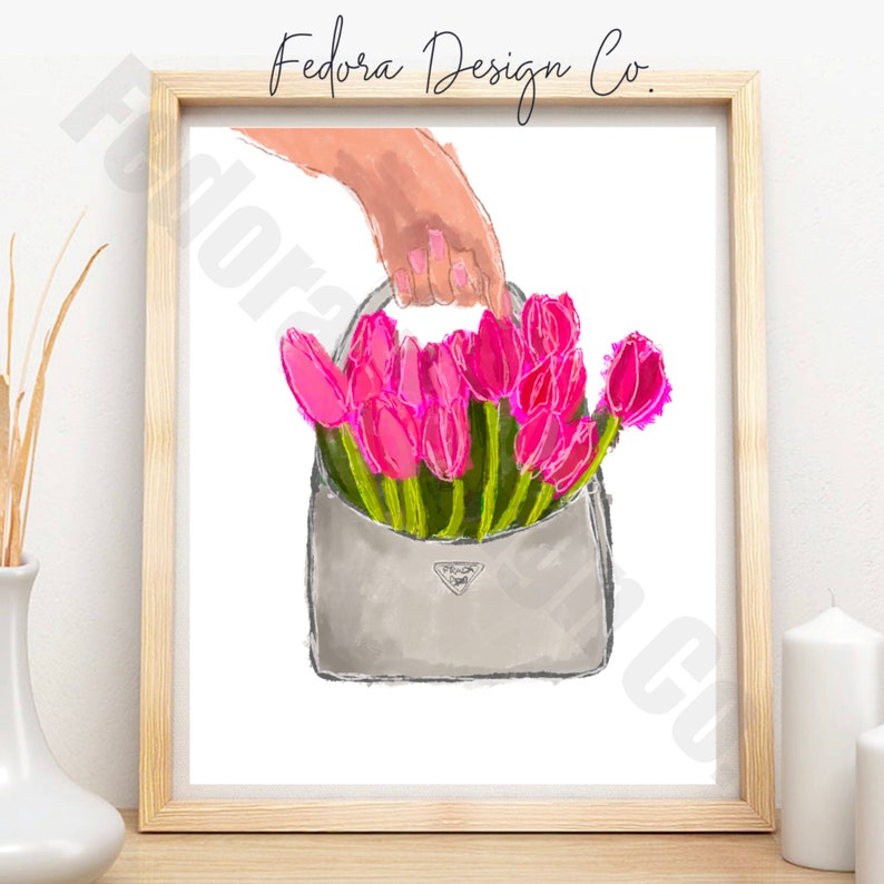Designer Bag With Flowers Digital Download Printable Artwork - Etsy
