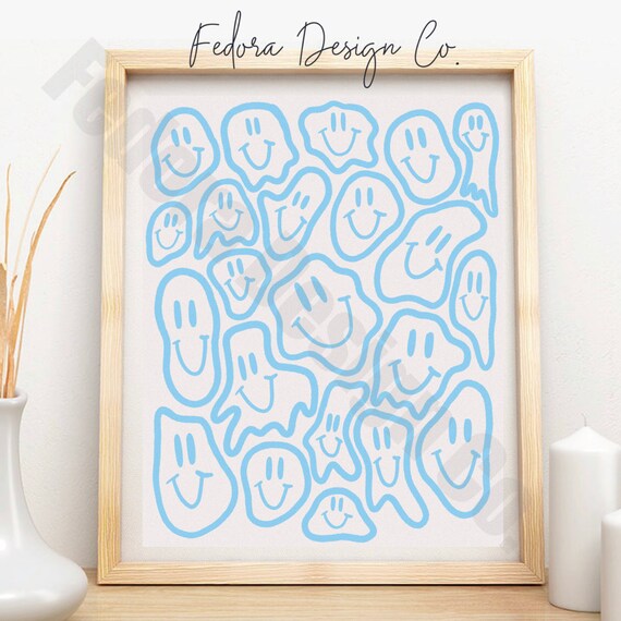 Smiley Face Digital Download Printable Artwork Drippy Smile - Etsy