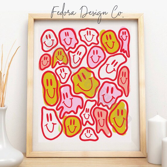 Smiley Face Digital Download Printable Artwork Drippy Smile - Etsy