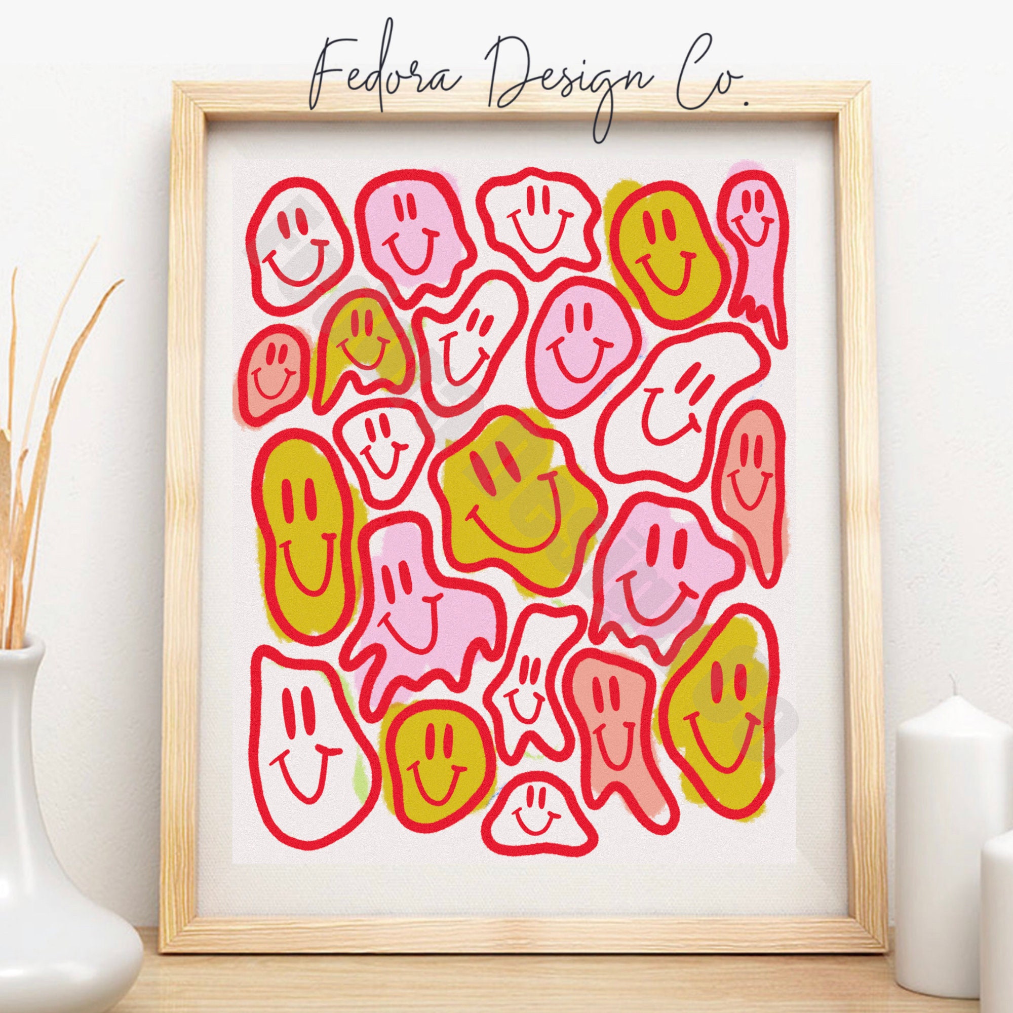 Smiley Face Digitale Download Printable Artwork, Drippy Smile ...