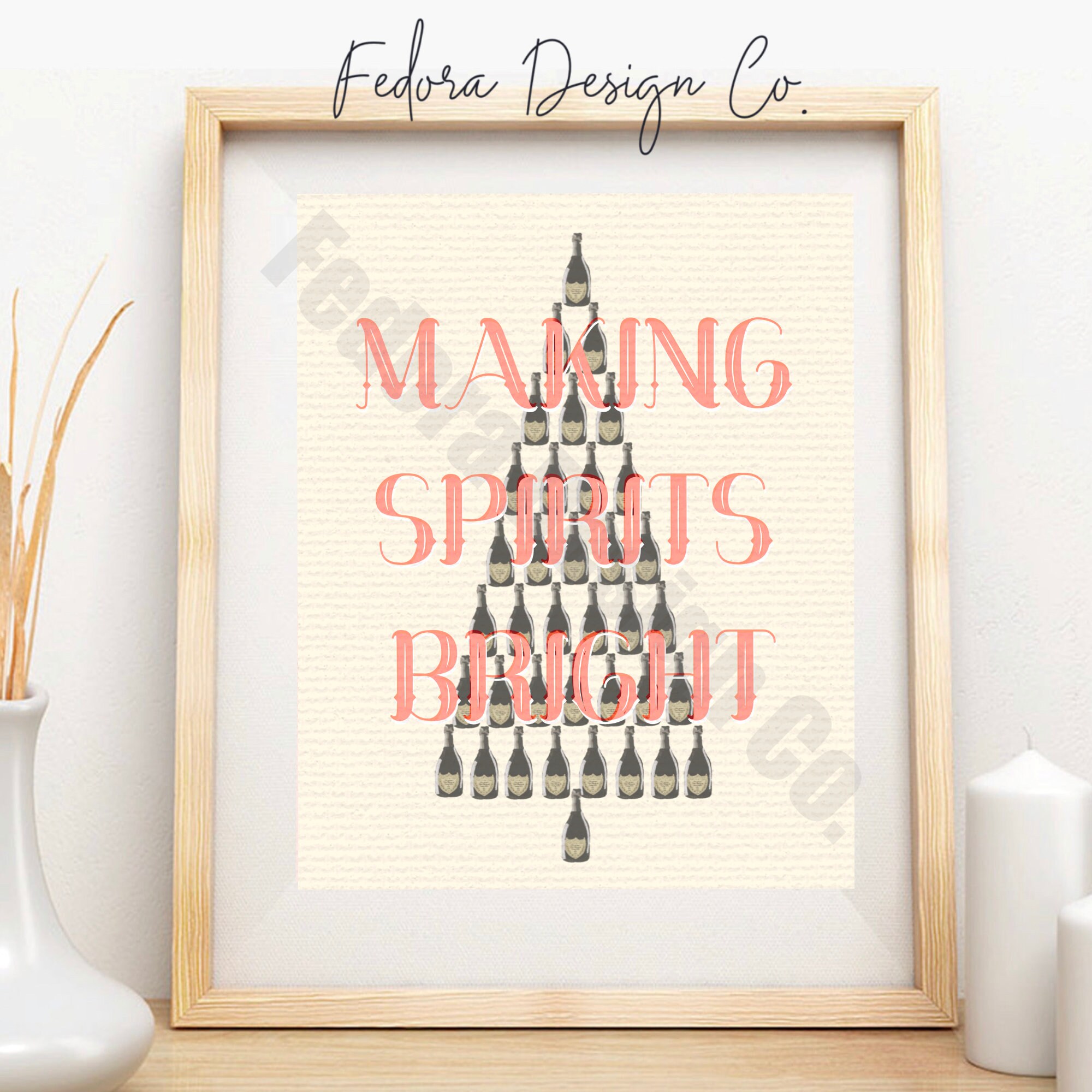 Making Spirits Bright Champagne Christmas Tree Printable Wall - Etsy