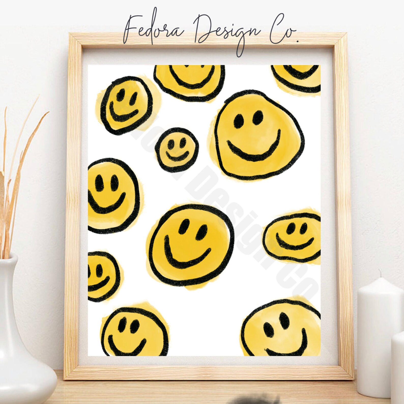 Smiley Face Digital Download Printable Artwork, Trendy Smile, Aesthetic ...