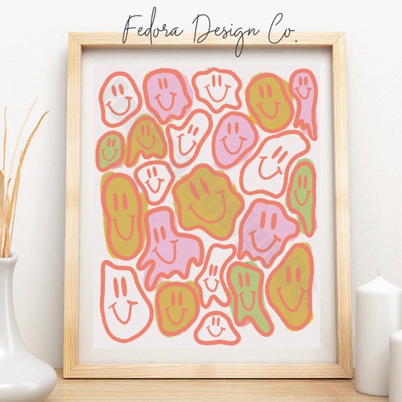 Smiley Face Digital Download Printable Artwork Drippy Smile - Etsy