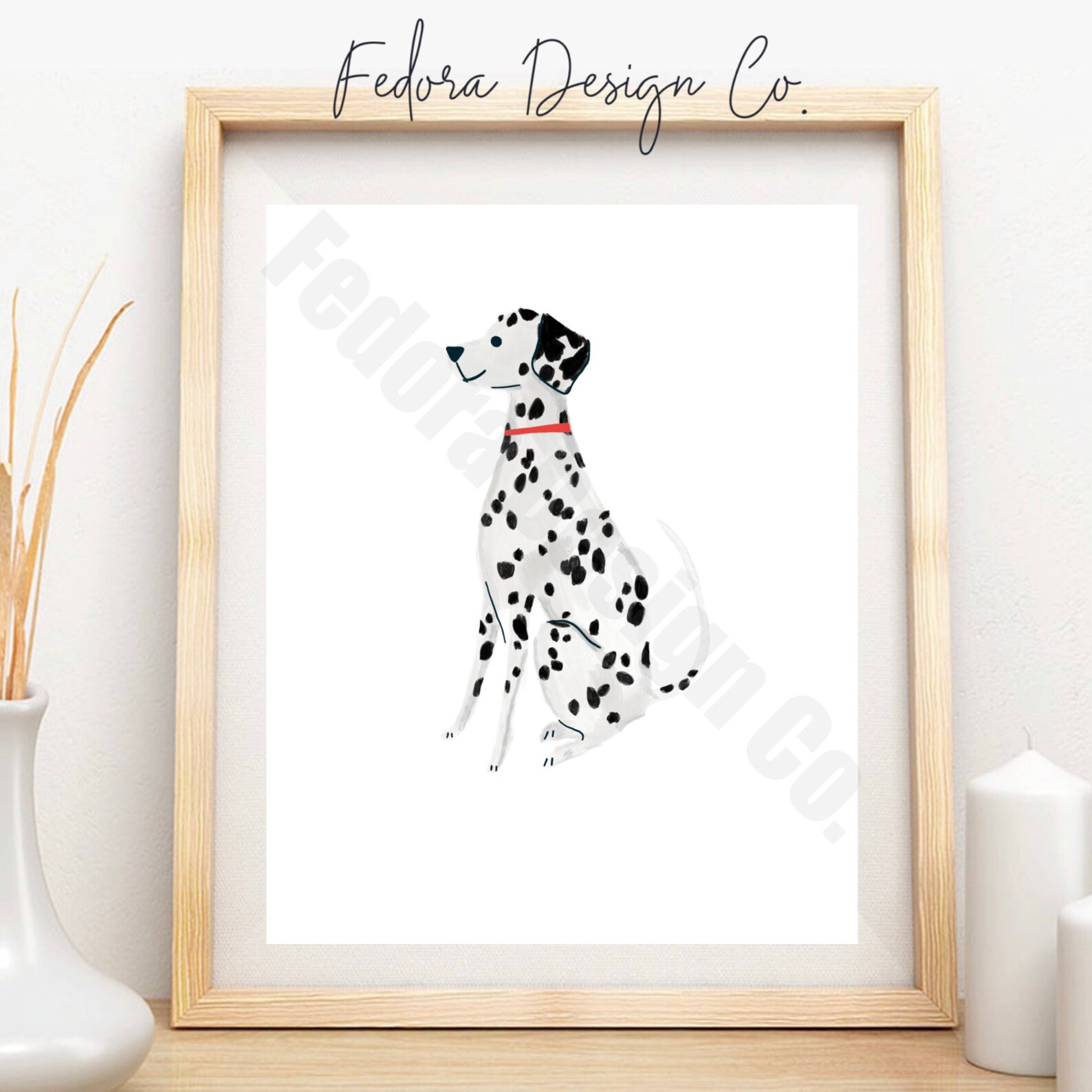 Dalmatian Illustration, Printable Wall Art, Digital Download, Cute Dog ...
