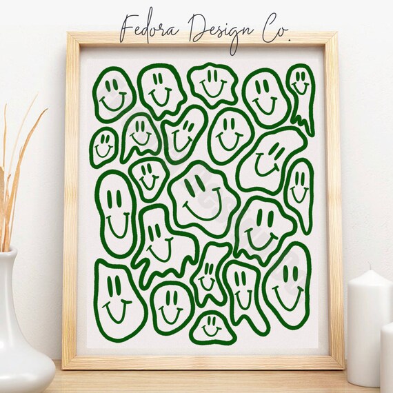Smiley Face Digital Download Printable Artwork Drippy Smile | Etsy