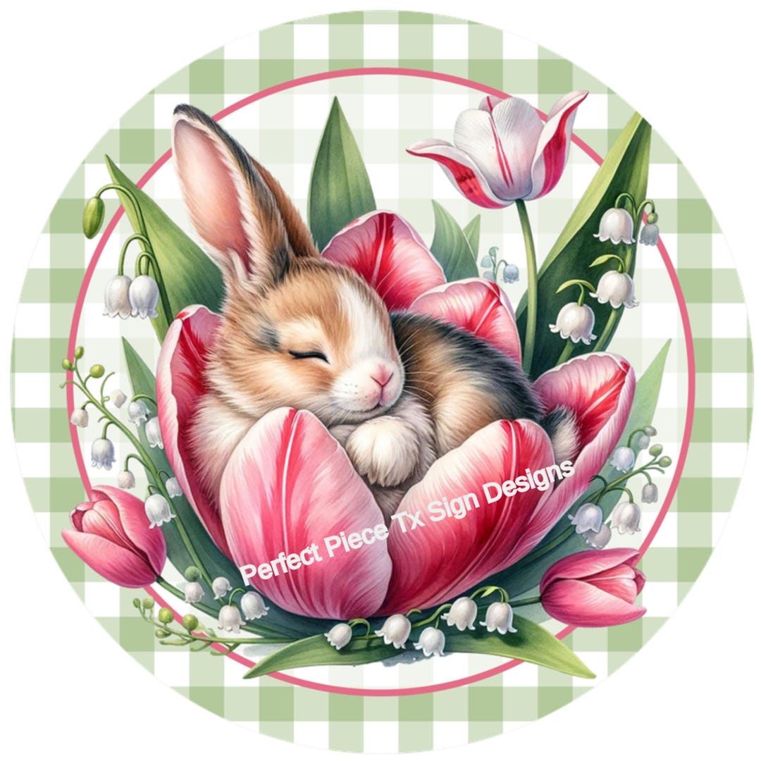 Tulip Bunny Green Wreath Sign, Bunny Spring Tulip Wreath Sign, Tulip ...
