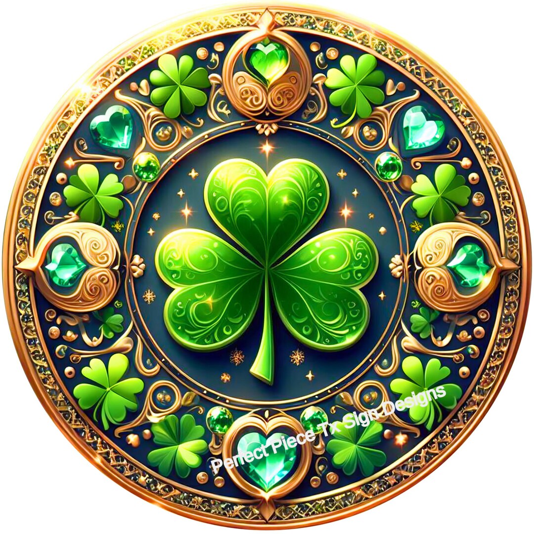 St. Patrick Clover Wreath Sign, St. Patrick Clover Signs, Jewel Clover ...