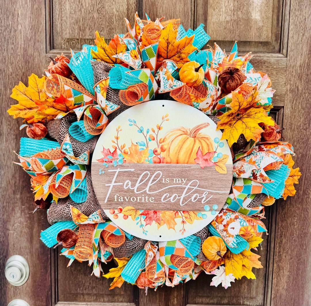 Fall Wreaths, Fall Wreath, Wreaths for Fall, Teal and Orange Fall ...