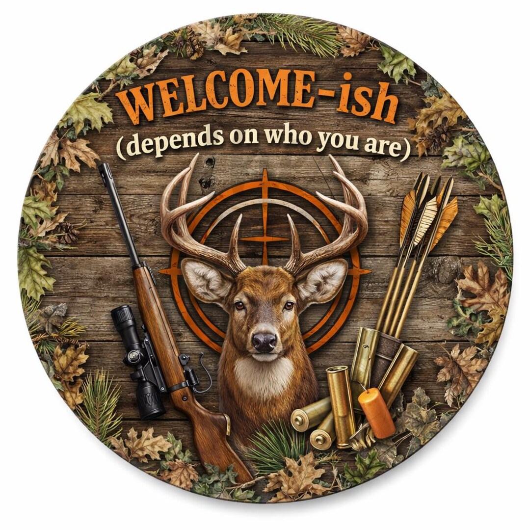 Welcome-ish Hunting Wreath Sign, Deer, Uv-coated - Etsy