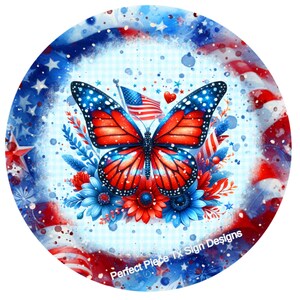 Patriotic Butterfly Wreath Sign, Patriotic Family Sign, Patriotic ...