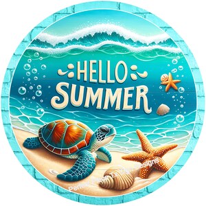 Hello Summer Sea Turtle Wreath Sign, Wreath Signs for Summer, Summer ...