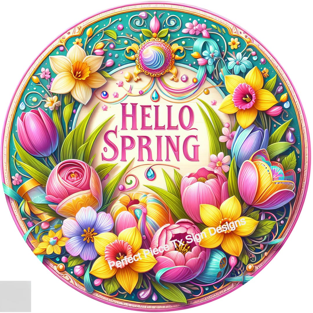 Hello Spring Wreath Sign, Spring Wreath Sign Designs, Wreath Spring ...