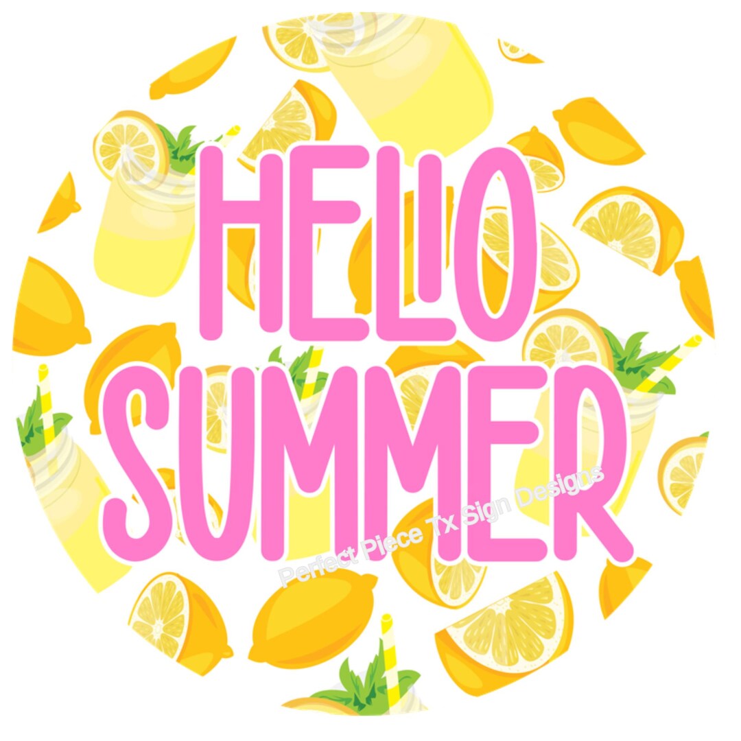 Hello Summer Pink Lemon Wreath Sign, Summer Wreath Sign, Mason Jar ...