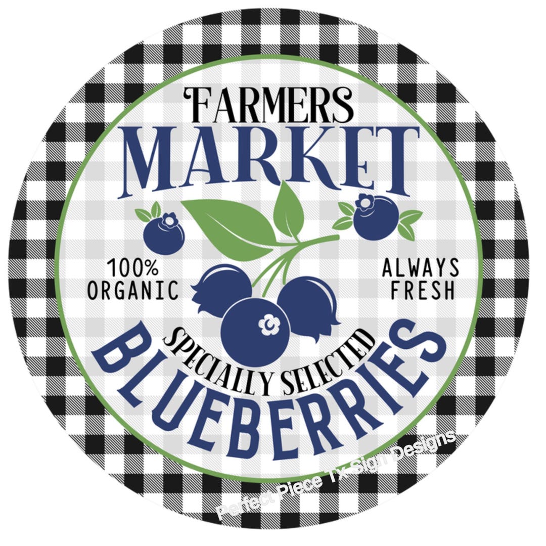 Farmers Market Blueberries Wreath Sign, Blueberry Wreath Sign, Summer ...