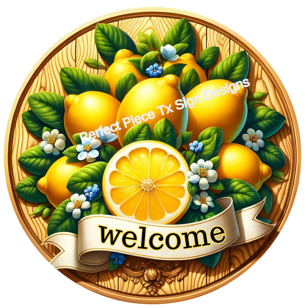 Welcome Lemon Wreath Sign, Spring Wreath Signs Lemon, Summer Lemon ...