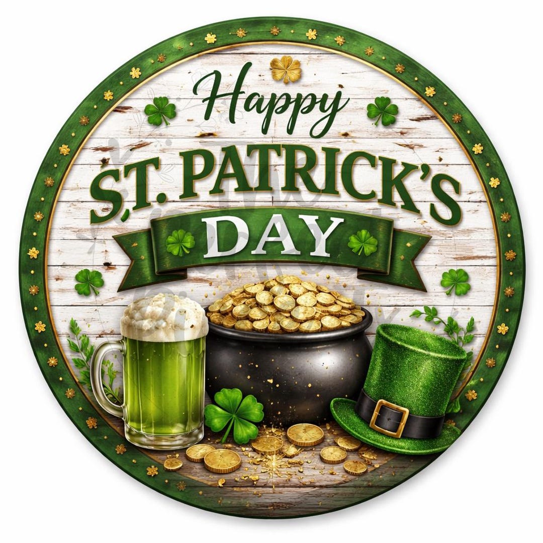 Happy St Patricks Day Wreath Sign, St. Patrick Clover Signs, St ...