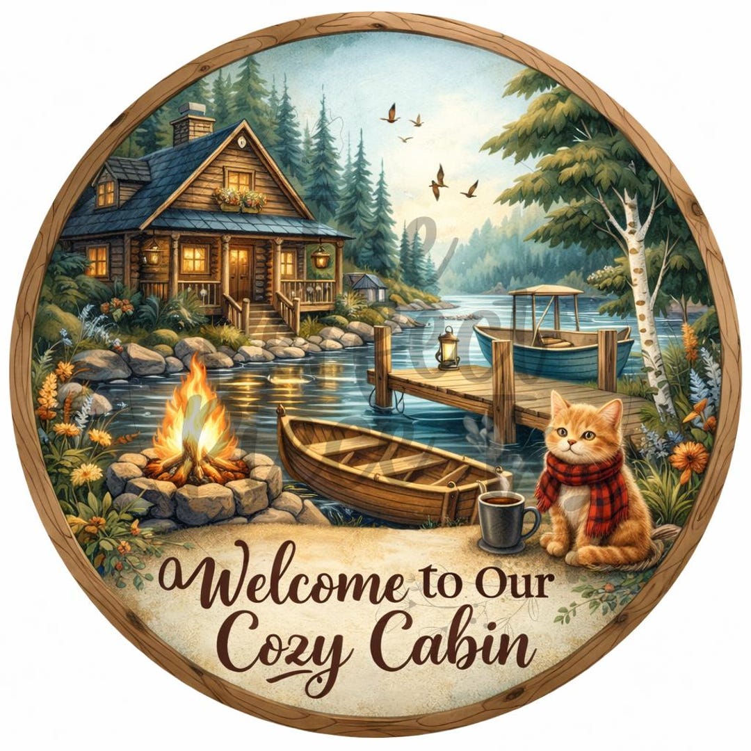 Cozy Cabin Welcome Wreath Sign, UV Coated, 10/11.75 Inch - Etsy