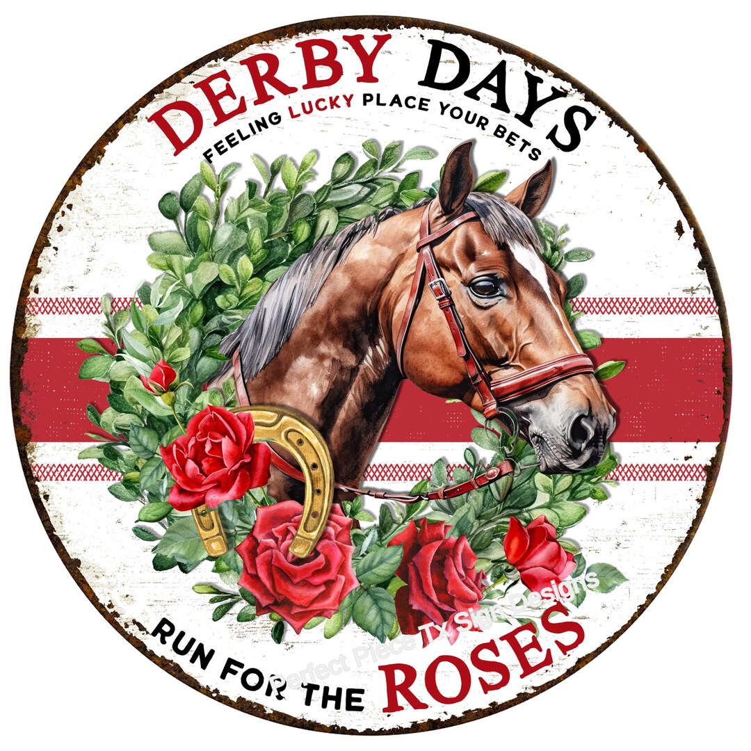 Kentucky Derby Horse Sign: Uv-coated Wreath Decor - Etsy