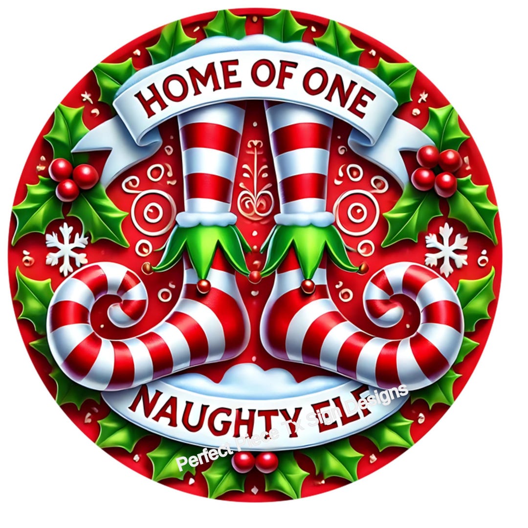 Home of the Naughty Elf Wreath Sign, Elf Wreath Signs, Christmas Elf ...