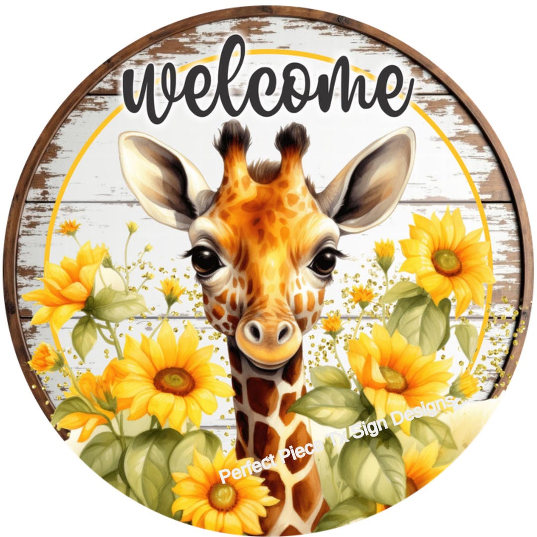 Giraffe Welcome Wreath Sign, Rustic Giraffe Welcome Wreath Sign ...