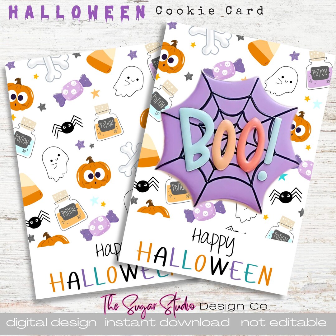 Halloween Cookie Card, Printable Halloween Cookie Card, 3.5x5in Cookie ...