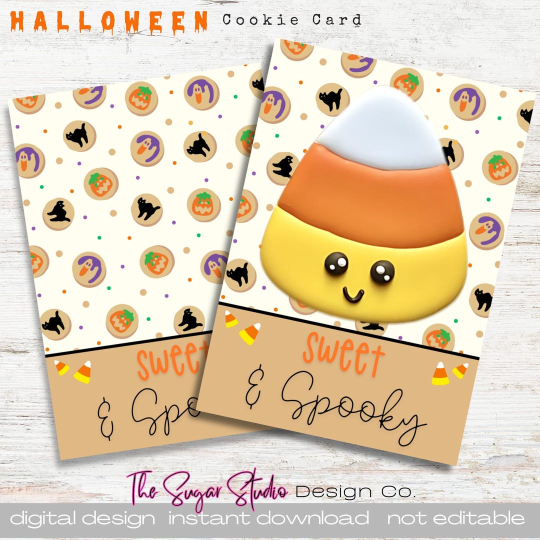 Halloween Cookie Card, Printable Halloween Cookie Card, 3.5x5in Cookie ...
