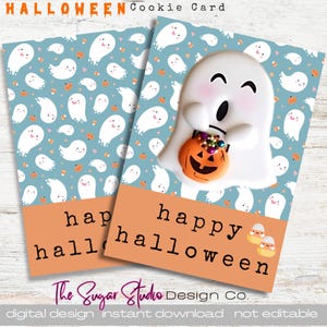 Printable Halloween Cookie Card: Ghost Design (digital Download) - Etsy