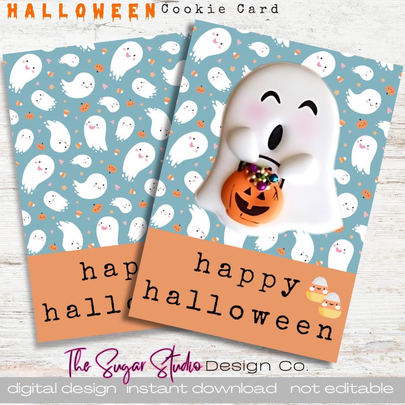 Printable Halloween Cookie Card: Ghost Design (digital Download) - Etsy
