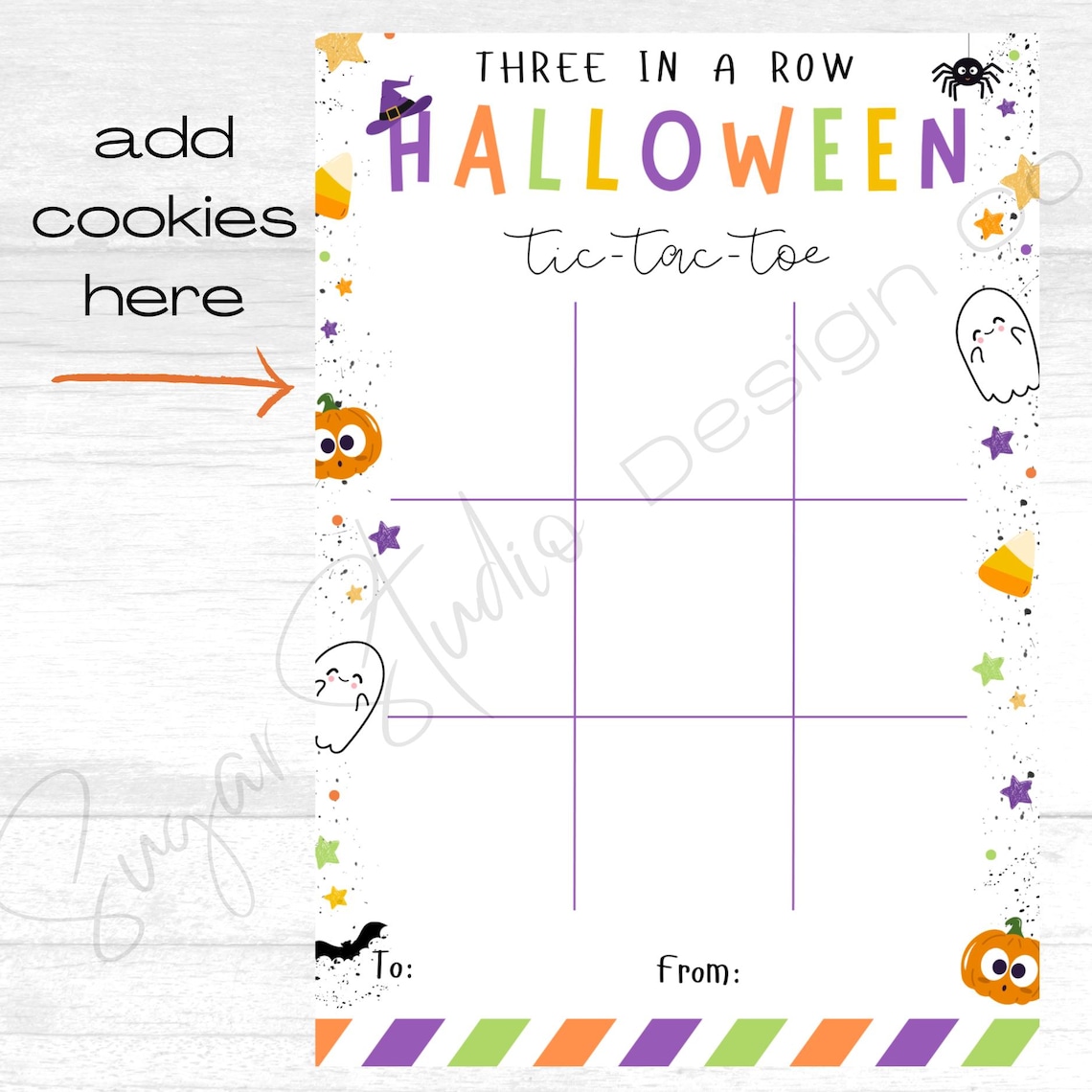 Halloween Cookie Card, Printable Halloween Cookie Card, 3.5x5in Cookie ...
