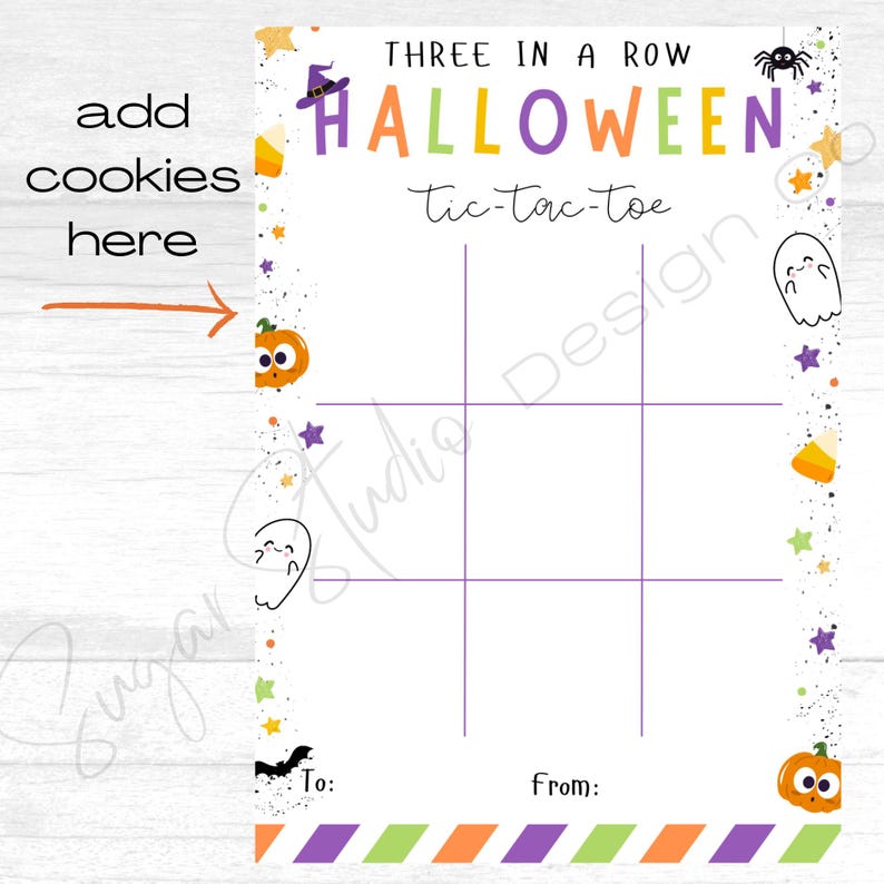 Halloween Cookie Card, Printable Halloween Cookie Card, 3.5x5in Cookie ...
