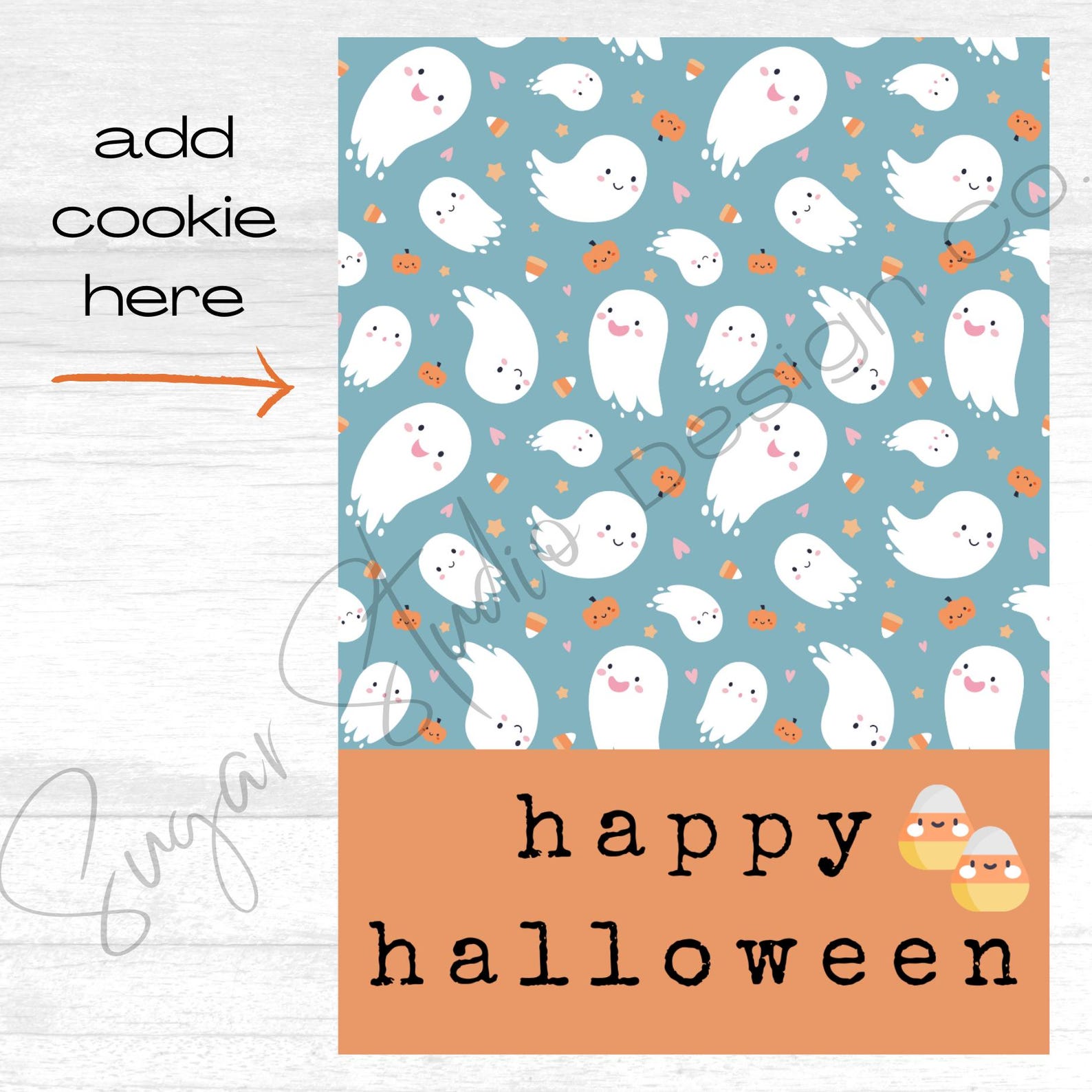 Printable Halloween Cookie Card: Ghost Design (digital Download) - Etsy