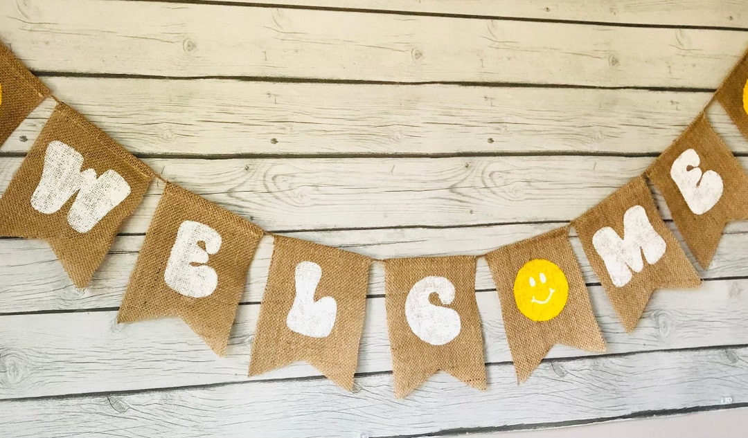 Welcome Back Smiley Face Banner, Retro Smiley Face Banner, Back to ...