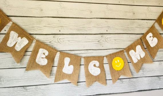 Welcome Back Smiley Face Banner Retro Smiley Face Banner - Etsy