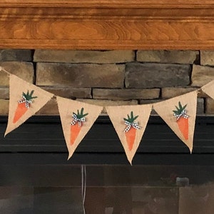 Farmhouse Carrot Banner, Spring Carrot Banner, Black and White Burlap ...