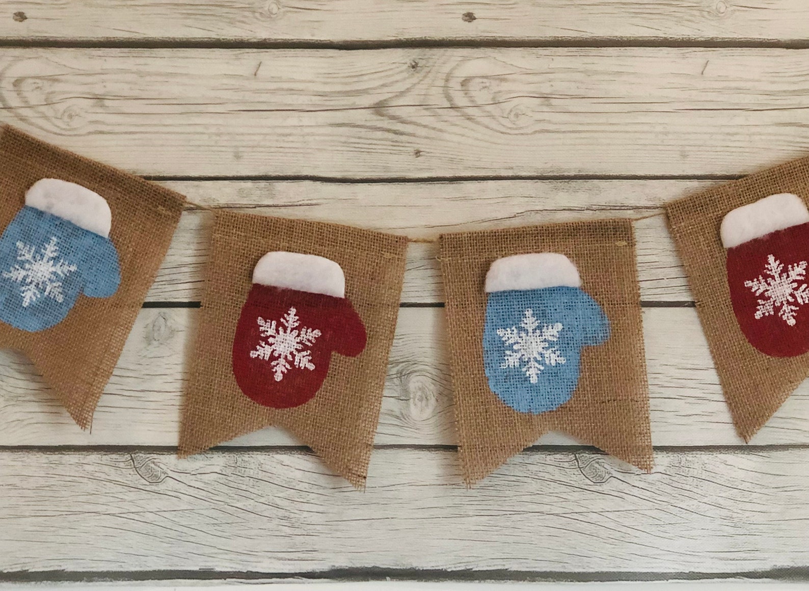 Mitten Burlap Banner, Winter Garland, Snowflake Mittens - Etsy