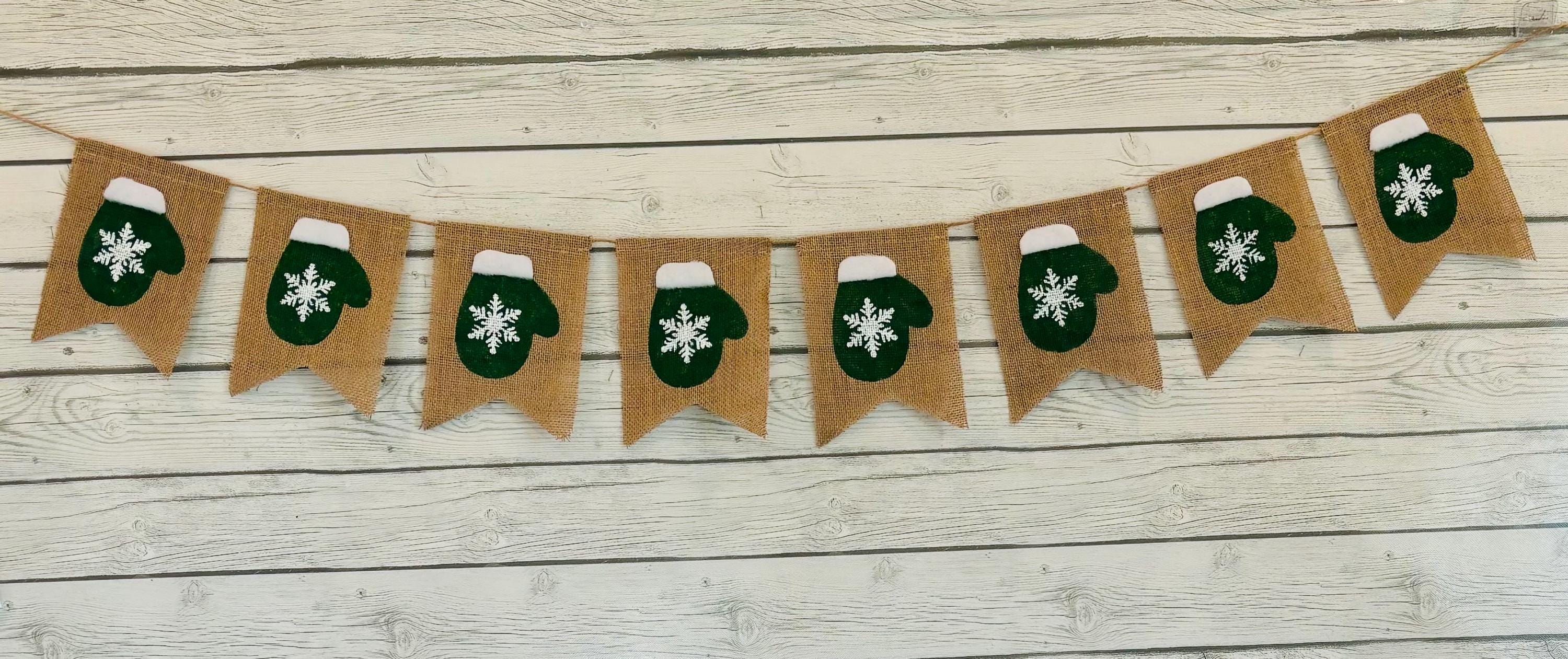 Mitten Burlap Banner, Winter Garland, Snowflake Mittens - Etsy