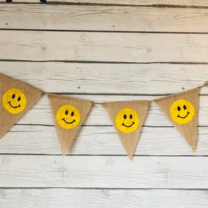 Smiley Face Burlap Banner, Happy Face Banner, Classroom Banner - Etsy