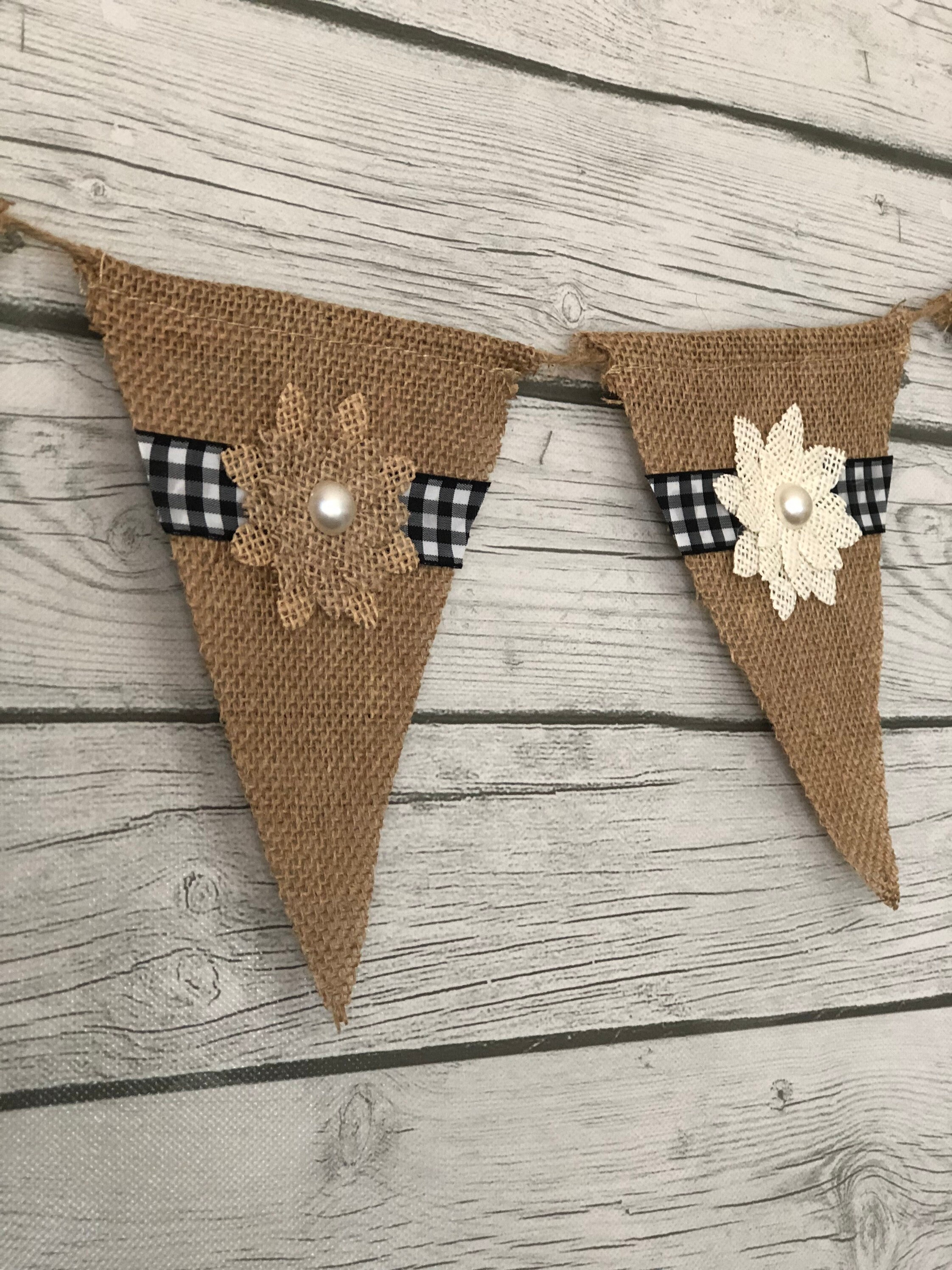 FARMHOUSE Burlap Banner Custom Black and White Buffalo Check - Etsy