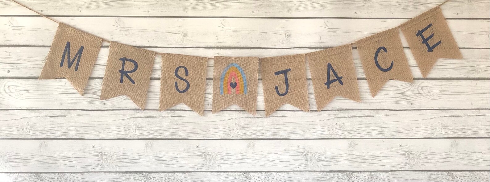 Custom Teacher Name Banner Boho Rainbow banner Rustic | Etsy