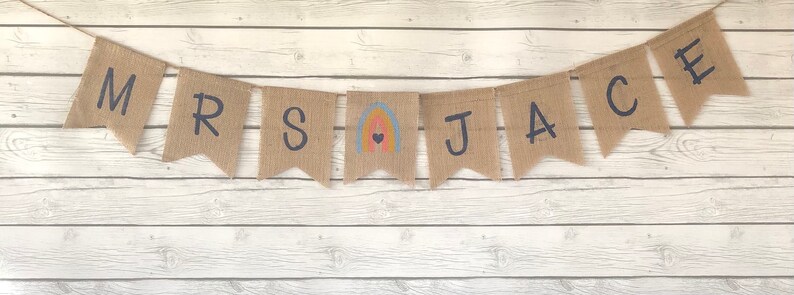 Custom Teacher Name Banner Boho Rainbow Banner Rustic | Etsy