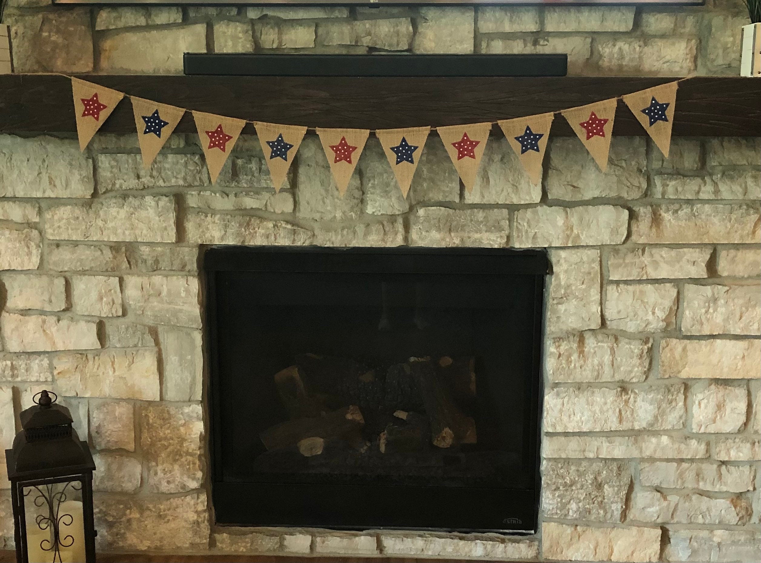 Red and Blue Star Banner, Patriotic Burlap Banner, Red White Blue ...