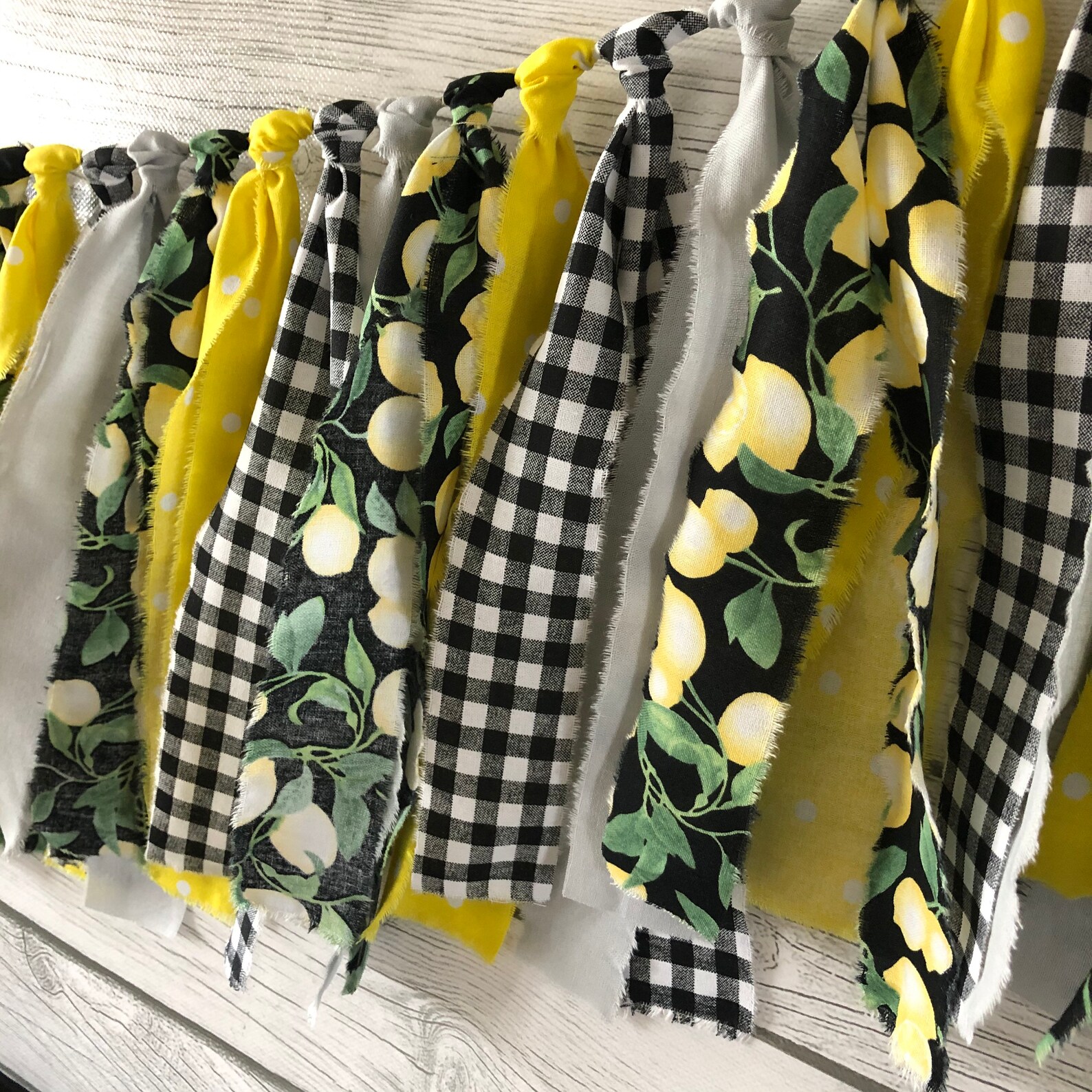 Lemon Rag Tie Garland, Lemon Banner - Etsy